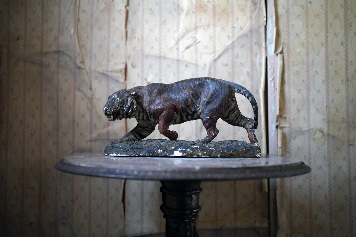 A Painted Plaster Sculpture of a Tiger Dated to 1932; Frederick Thomas ...