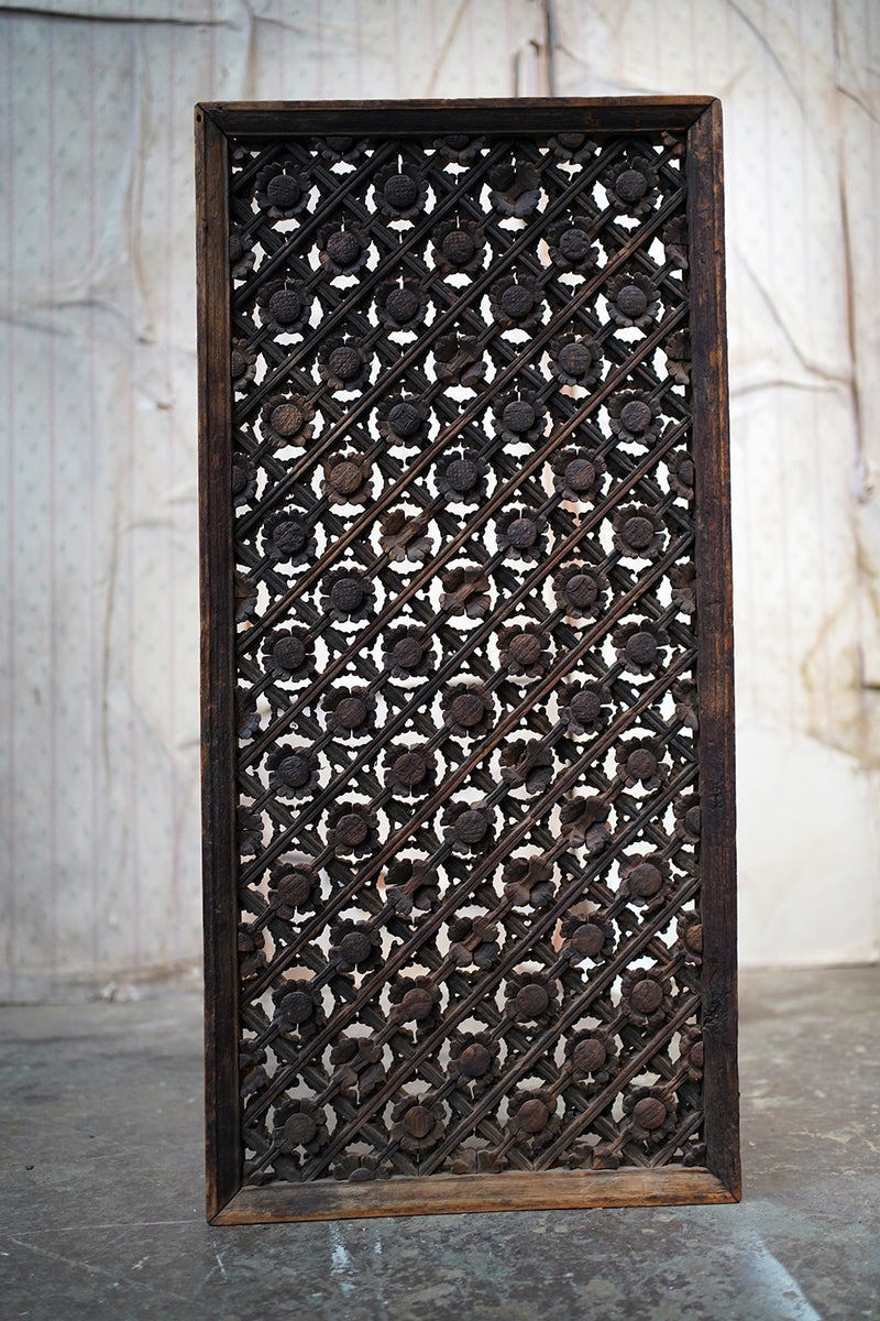 A Rare Pair of Yuan Dynasty Period Chinese Wooden Lattice Window Shutt ...