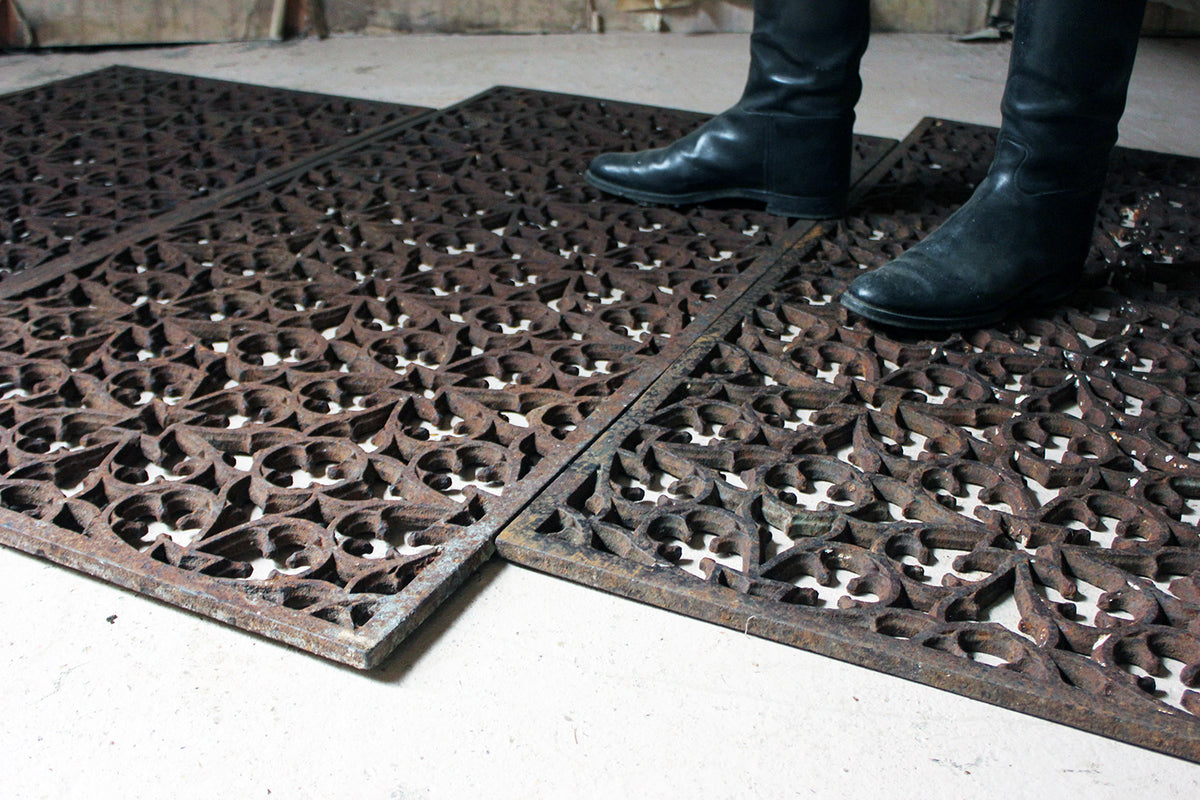 Three Rare & Large Early Victorian Gothic Cast Iron Cathedral Floor Gr ...