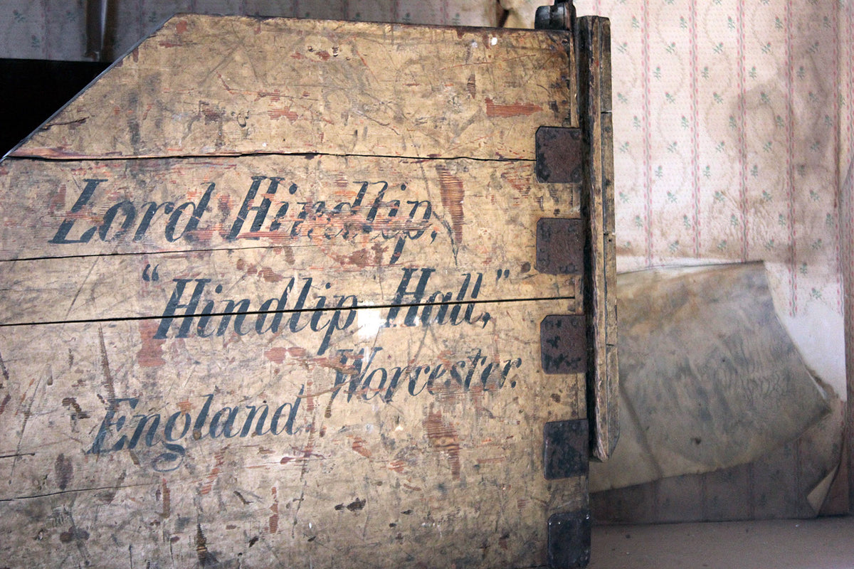 A 19thC Painted Pine Estate Made Trunk; Lord Hindlip, Hindlip Hall, Wo ...