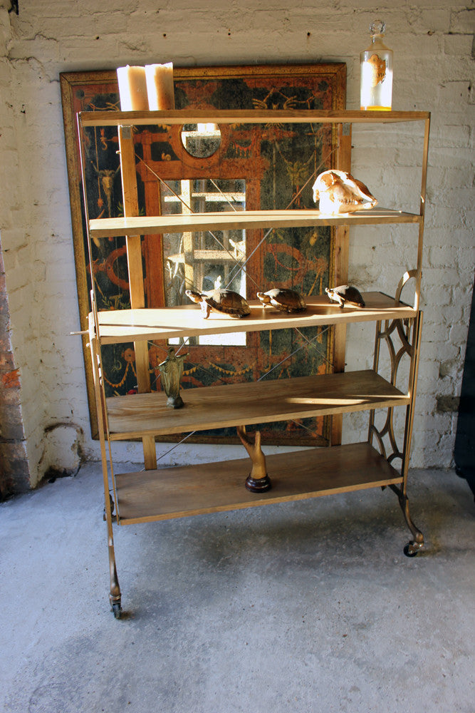 A Good Set of Cast-Iron & Pine Shop Display Metamorphic Table Shelves ...