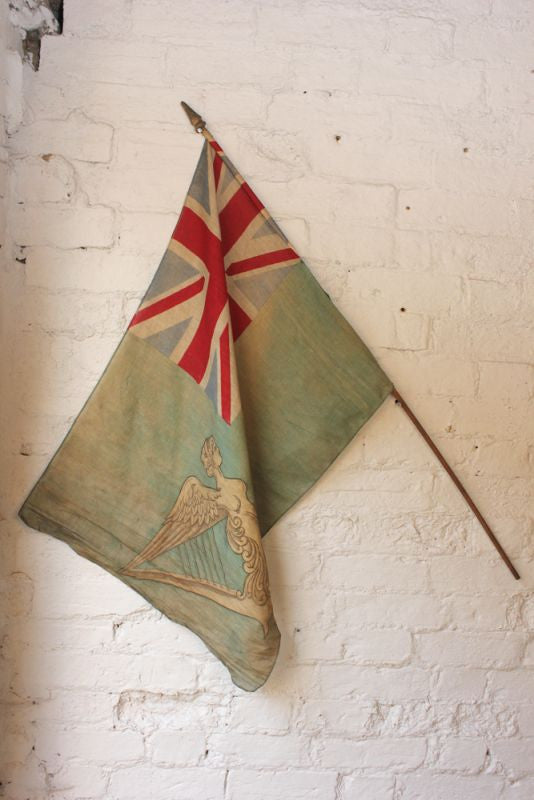 A Scarce Antique Royal Navy Green Ensign Flag on Pole c.1910 – Doe & Hope