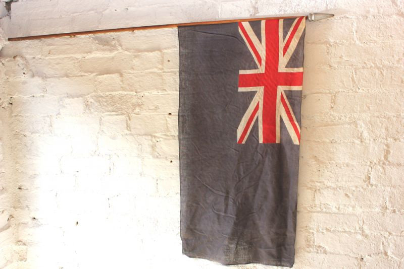 A Scarce British Antique Blue Ensign Union Jack Flag on Pole c.1925 ...