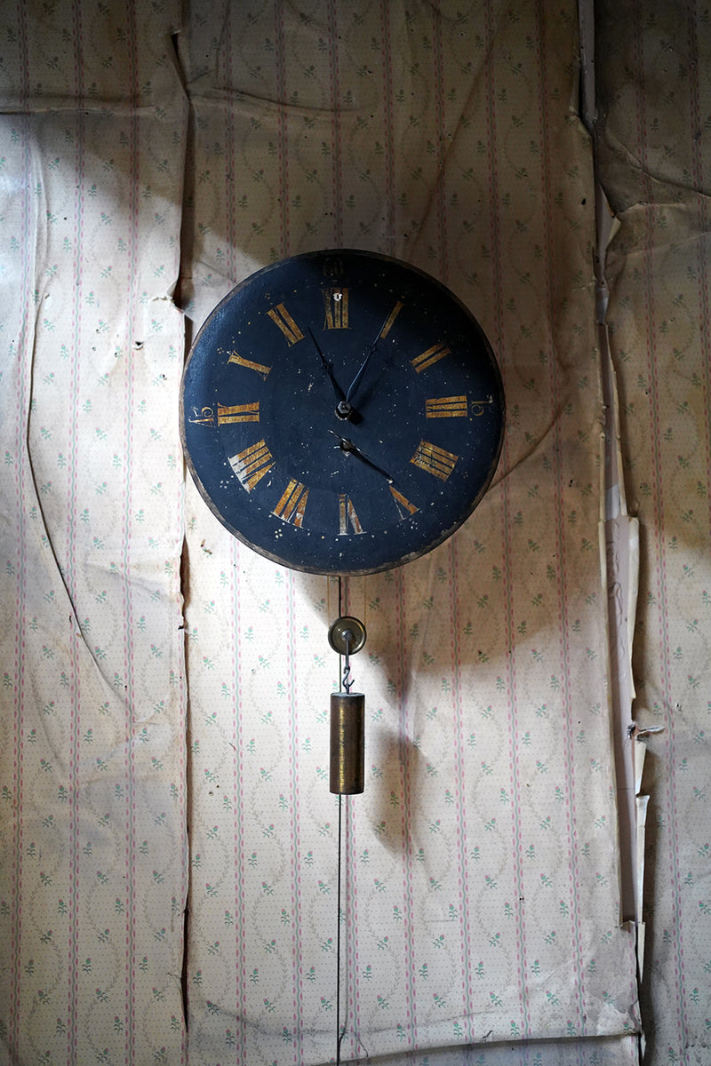 A 19thC English Provincial Painted Weight-Driven Hook & Spike Wall Clo ...