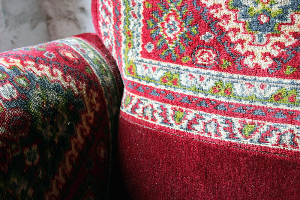 A Near Pair of Comfortable Early 20thC Moquette Carpet Upholstered Arm ...