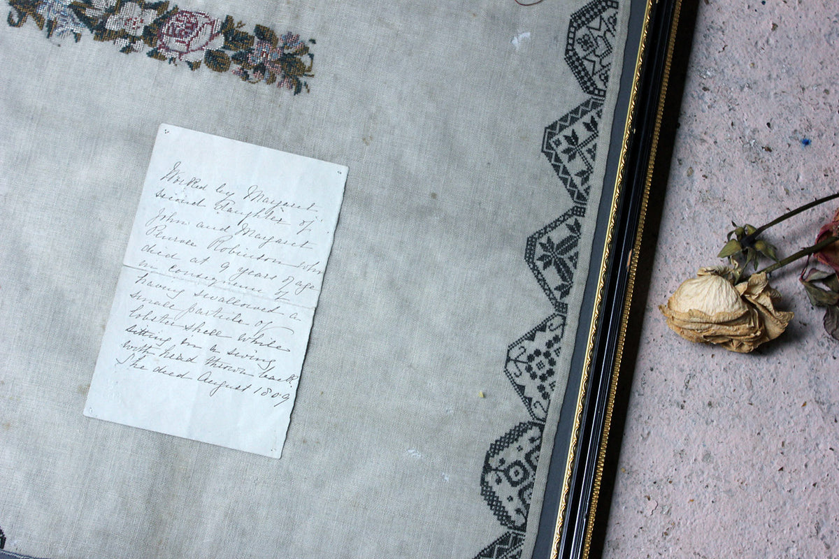 A Poignant George III Period Unfinished Sampler by Margaret Penrose Ro ...