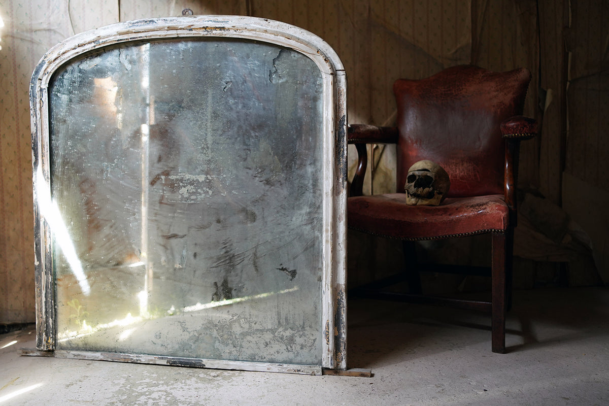 A Large Distressed Victorian Gesso & Mercury Plate Overmantle Mirror c ...